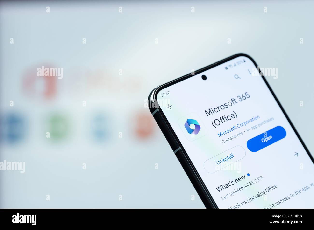 New York, USA - August 20, 2023: Microsoft office 365 in google store ...