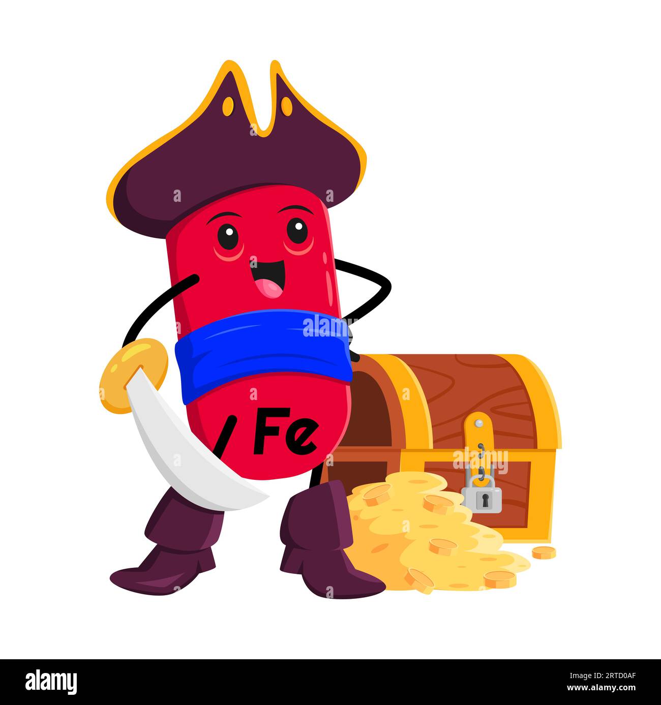 Cartoon vitamin and Fe micronutrient pirate or corsair character ...
