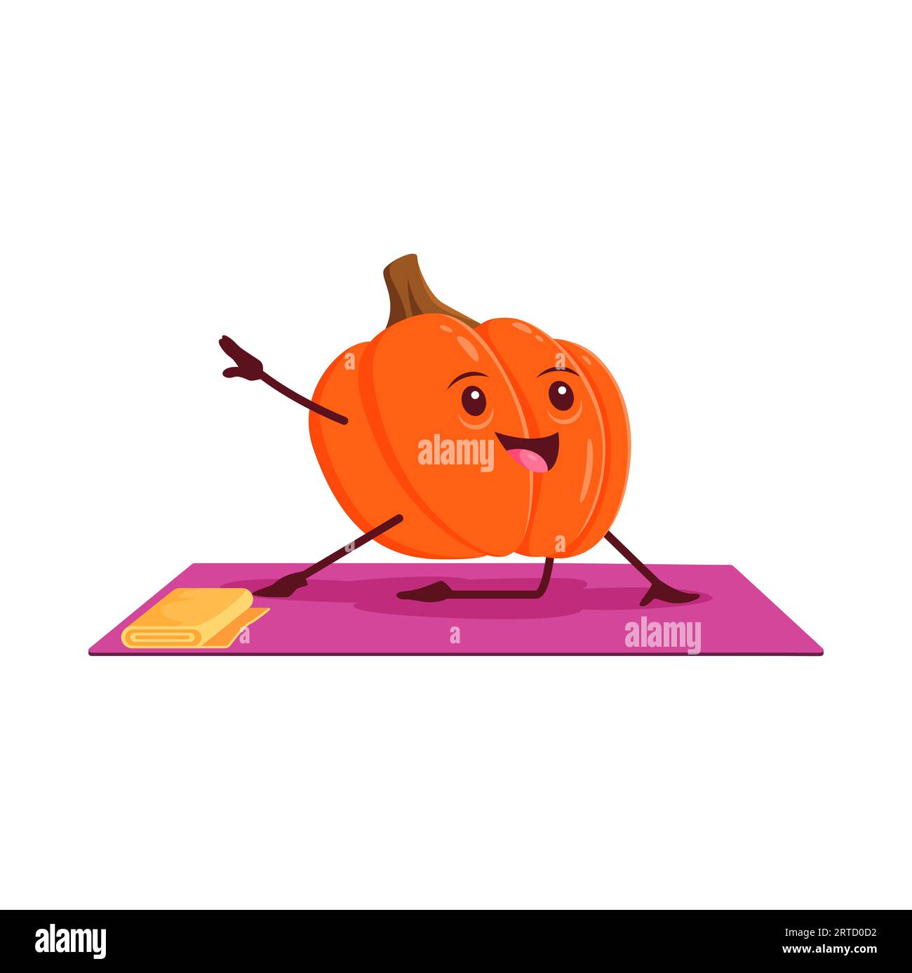 Cartoon pumpkin vegetable character on yoga fitness sport. Isolated ...