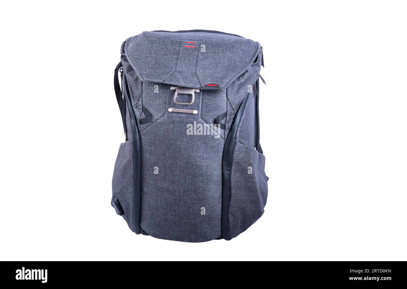 gray backpack isolated on white background Stock Photo - Alamy