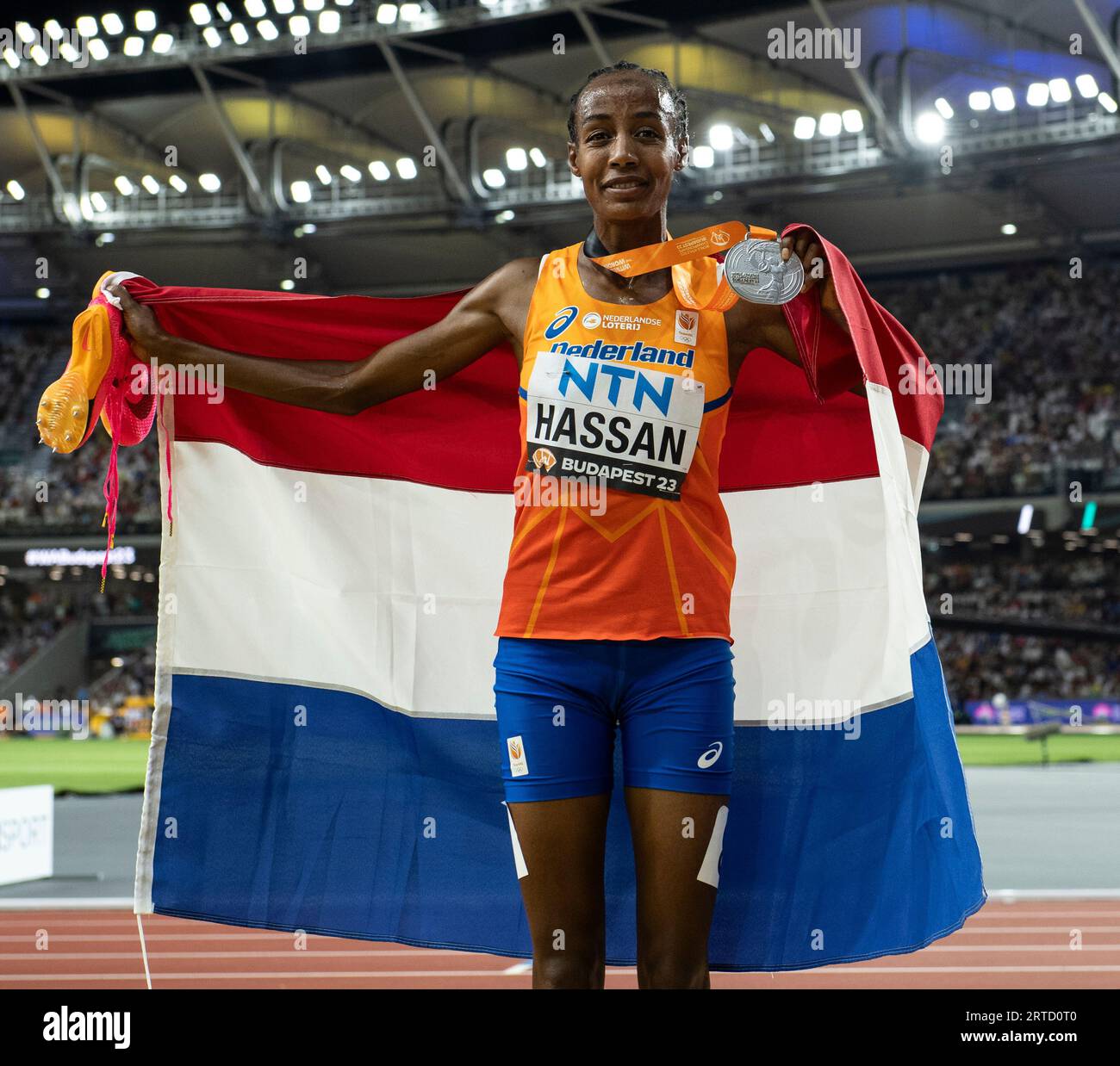 Sifan Hassan of the Netherlands celebrates after competing in the women ...