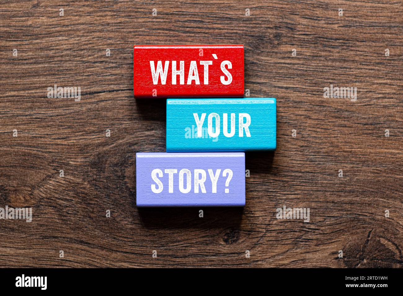 What's your story - word concept on building blocks, text Stock Photo ...