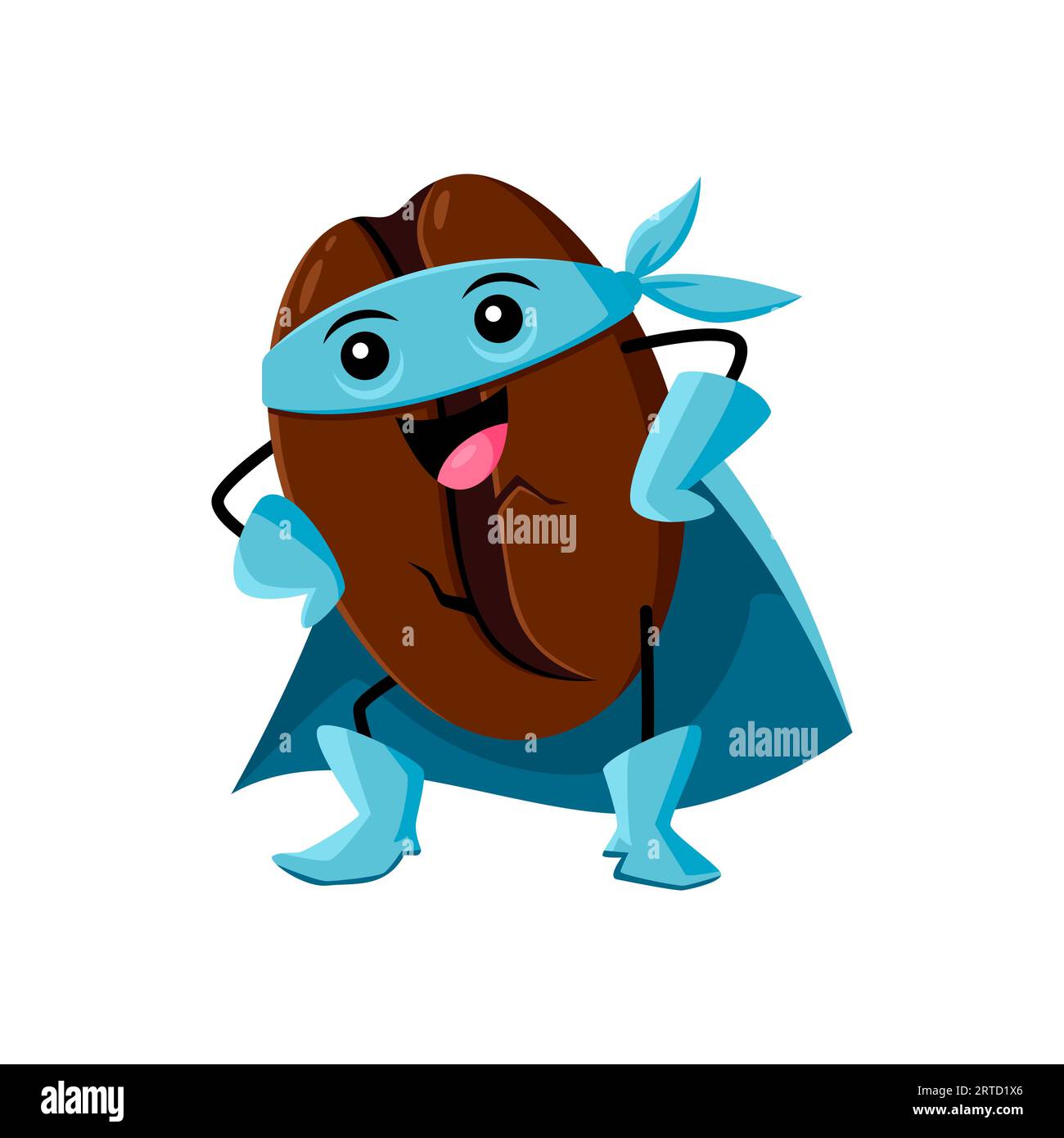 Cartoon coffee bean superhero character, vector food and drink emoji ...