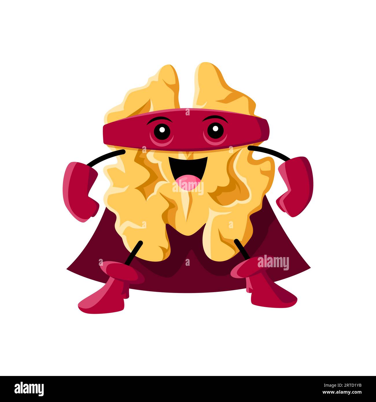 Cartoon walnut nut superhero funny character. Healthy food defender ...