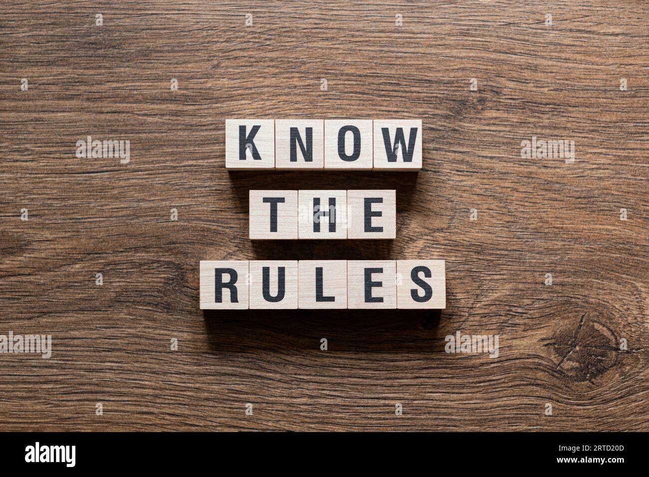 Know the rules - word concept on building blocks, text Stock Photo - Alamy