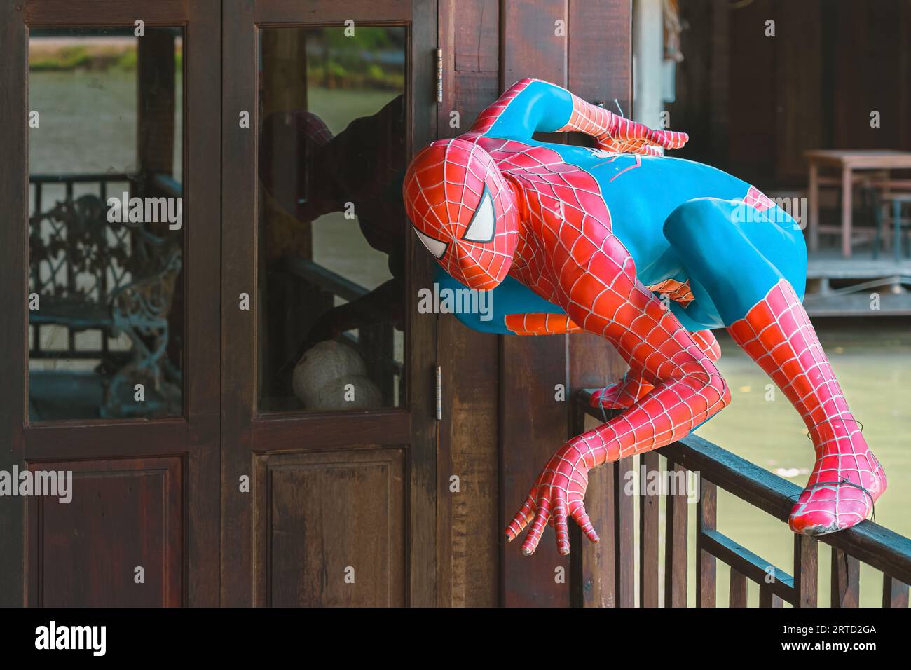 RAYONG-THAILAND,AUGUST 13 ,2023 : A beautiful statue of Spiderman ...