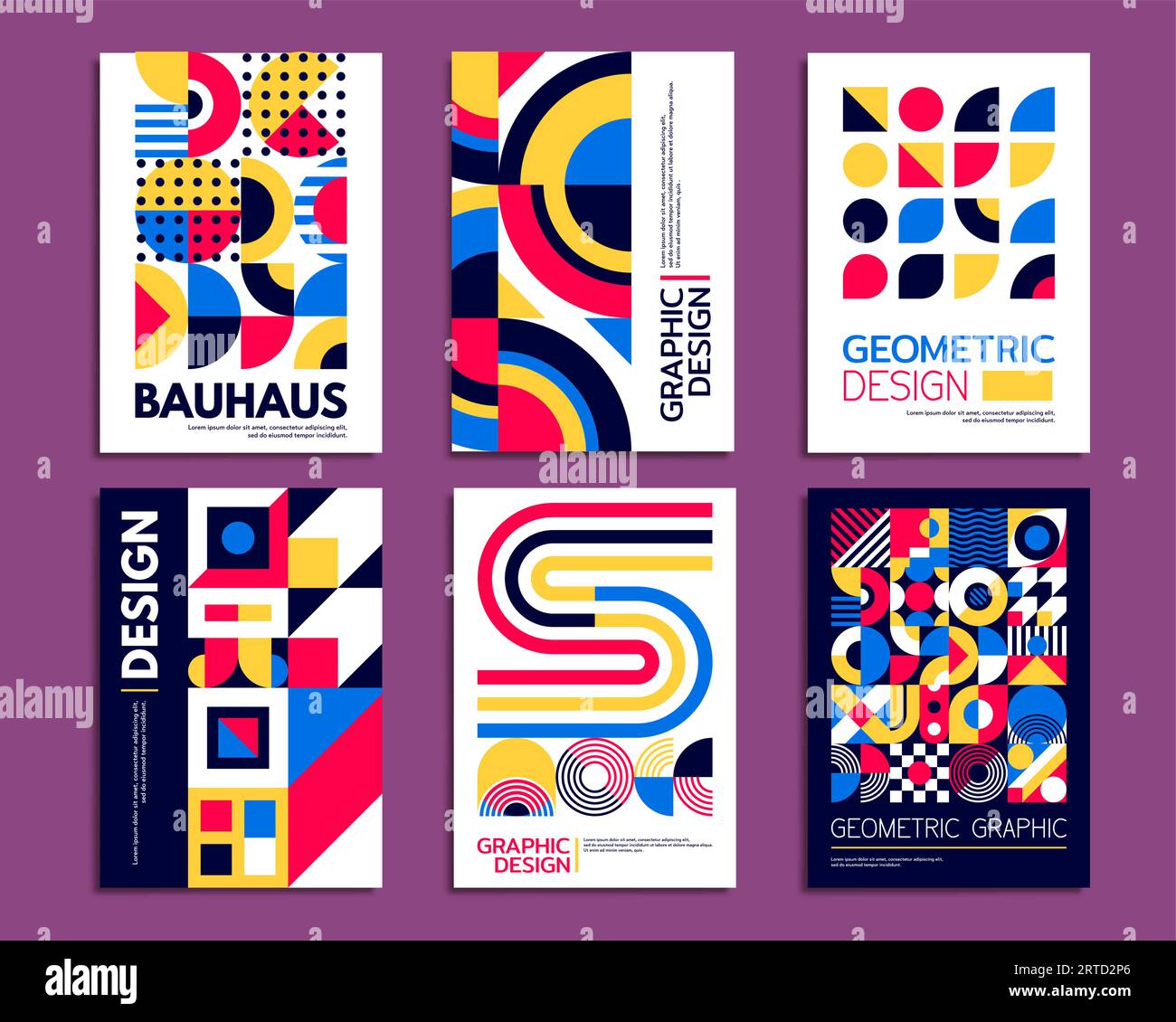 Abstract geometric patterns, bauhaus posters. Modern graphic shapes ...