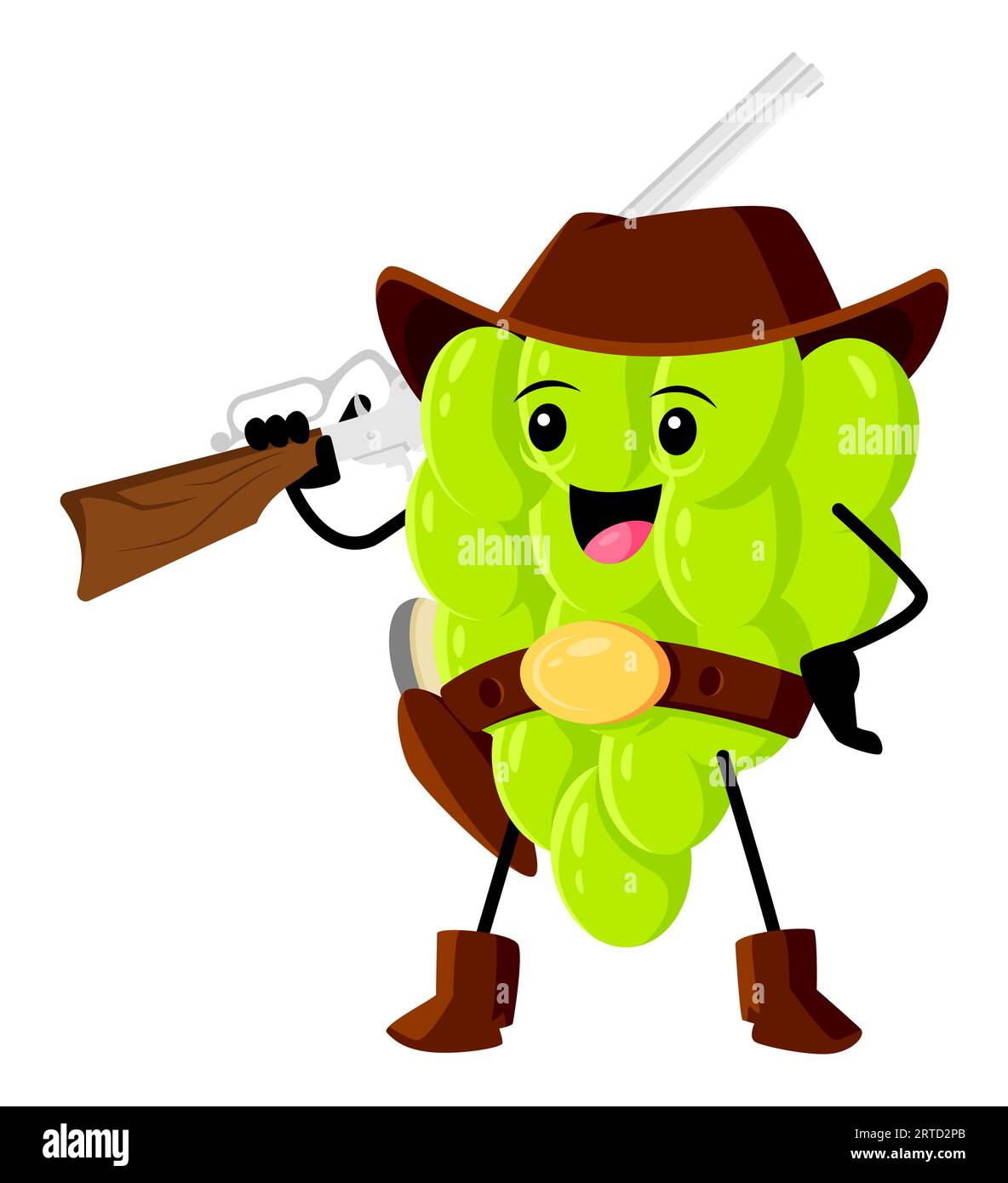 Cartoon grapes cowboy or ranger character. Vector fruit or berry bandit ...