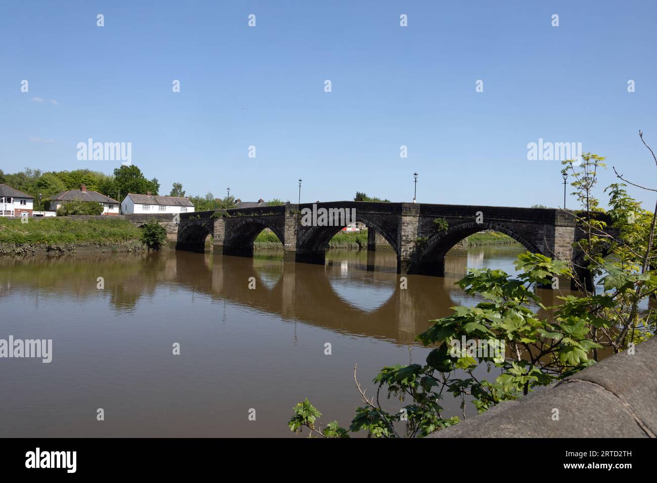 Penwortham Bridge crossing the River Ribble at Preston Lancashire ...