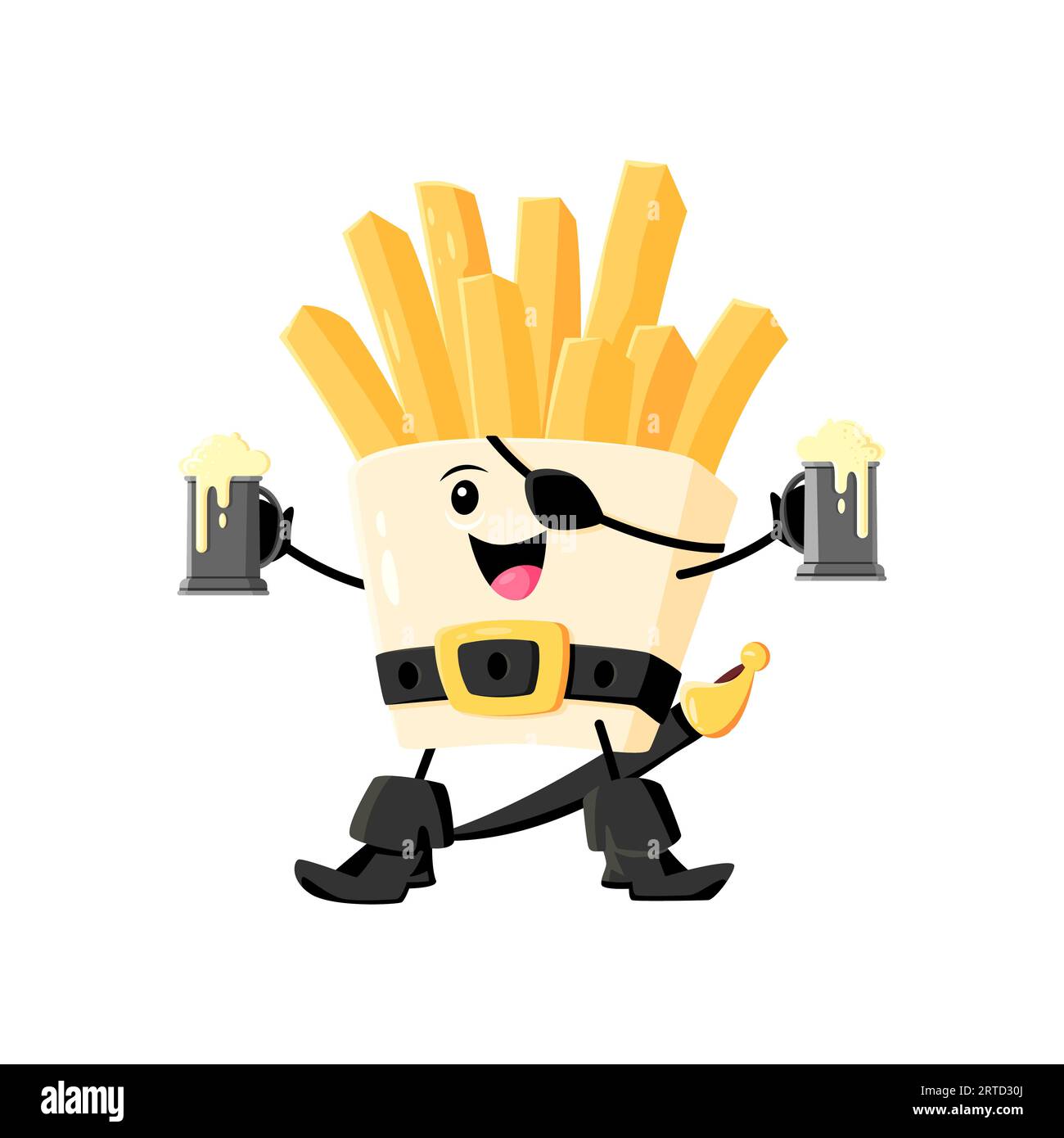 Cartoon fast food french fries pirate and corsair character. Street ...