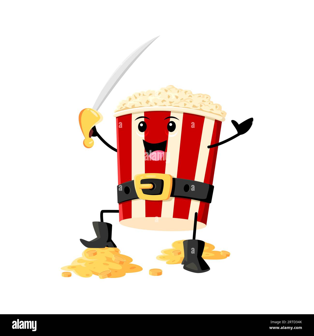 Cartoon fast food popcorn pirate and corsair character. Street ...