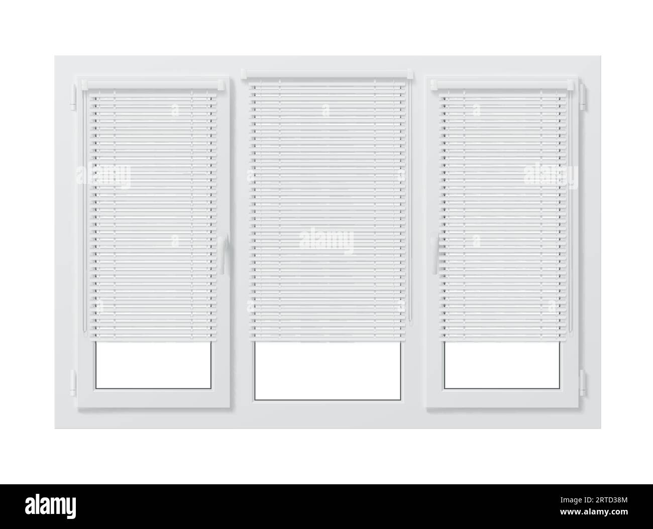 Realistic pvc window, plastic jalousie, clear glass and a sturdy frame ...