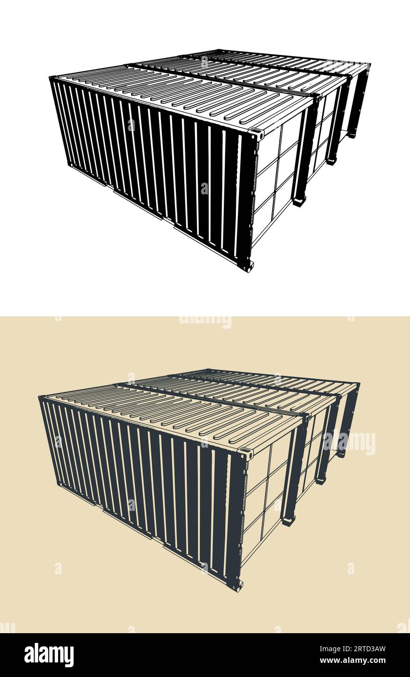Stylized vector illustrations of modular container house Stock Vector ...