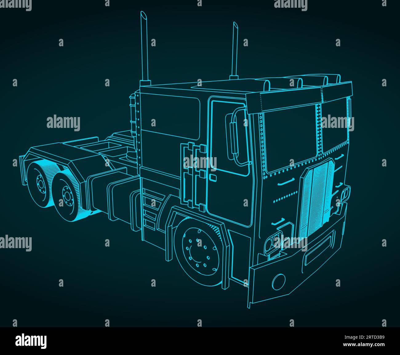 Stylized vector illustration of sketch of truck tractor Stock Vector ...
