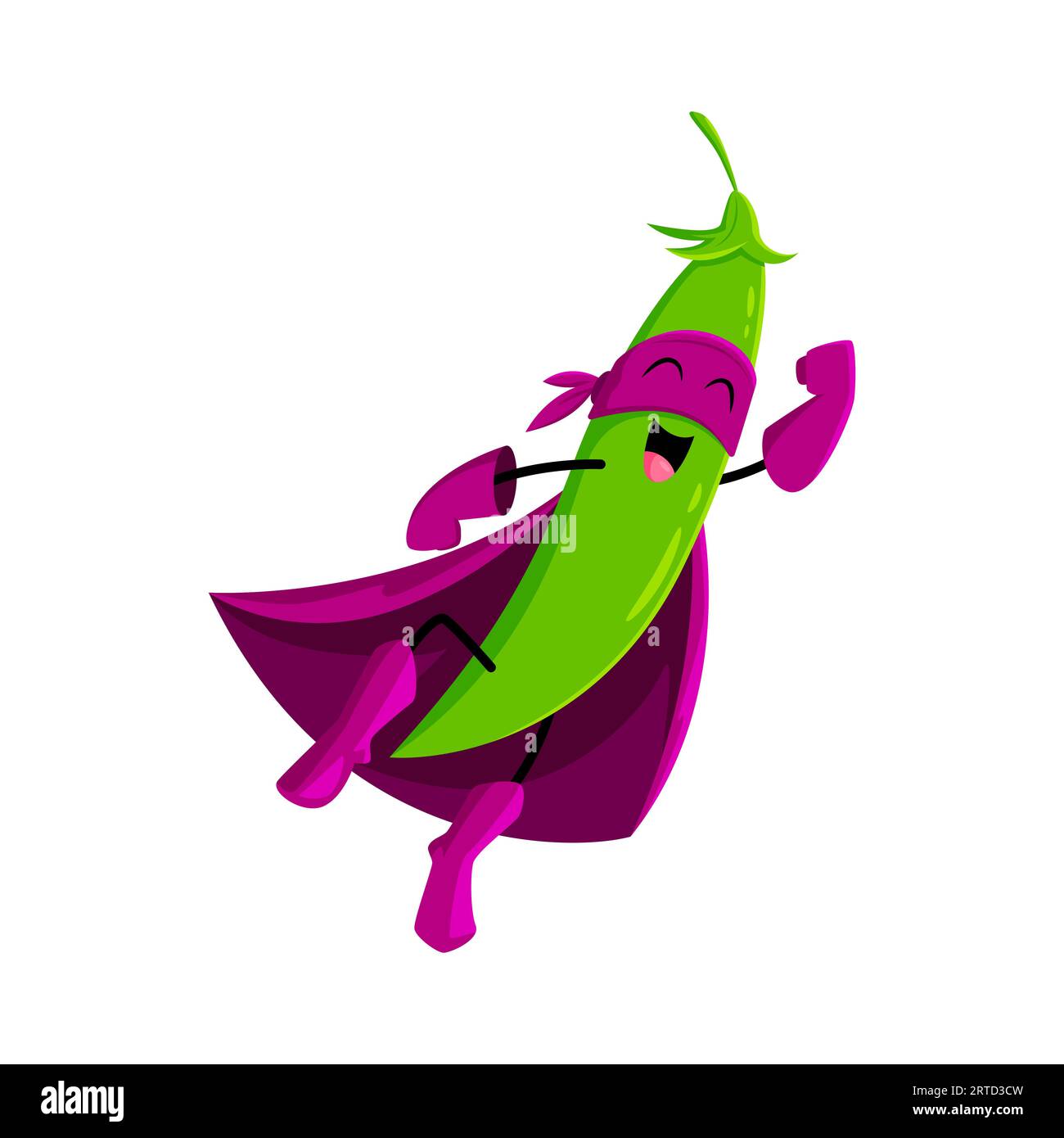 Cartoon cheerful pea pod vegetable superhero character. Farm fresh ...