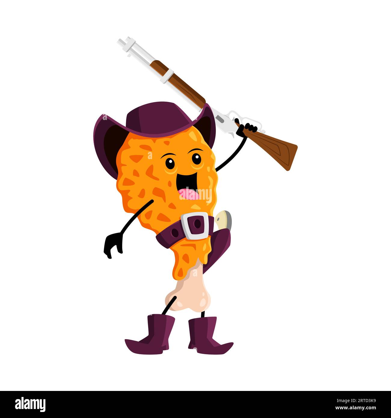 Cartoon fast food chicken nugget cowboy character. Takeaway food ...