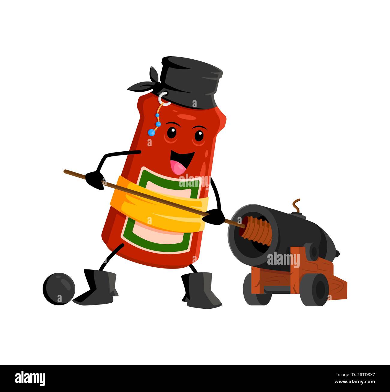 Cartoon fast food ketchup pirate and corsair character. Fast food ...