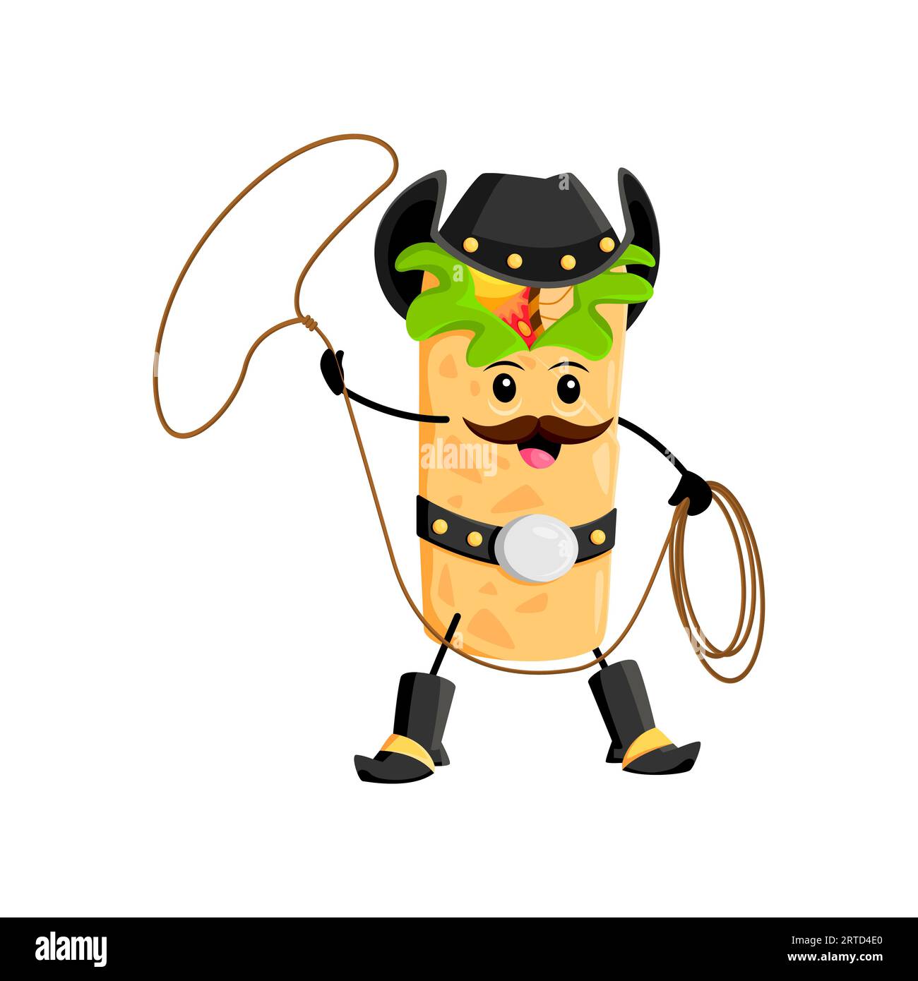 Cartoon burrito cowboy and sheriff, bandit and robber, ranger tex mex ...