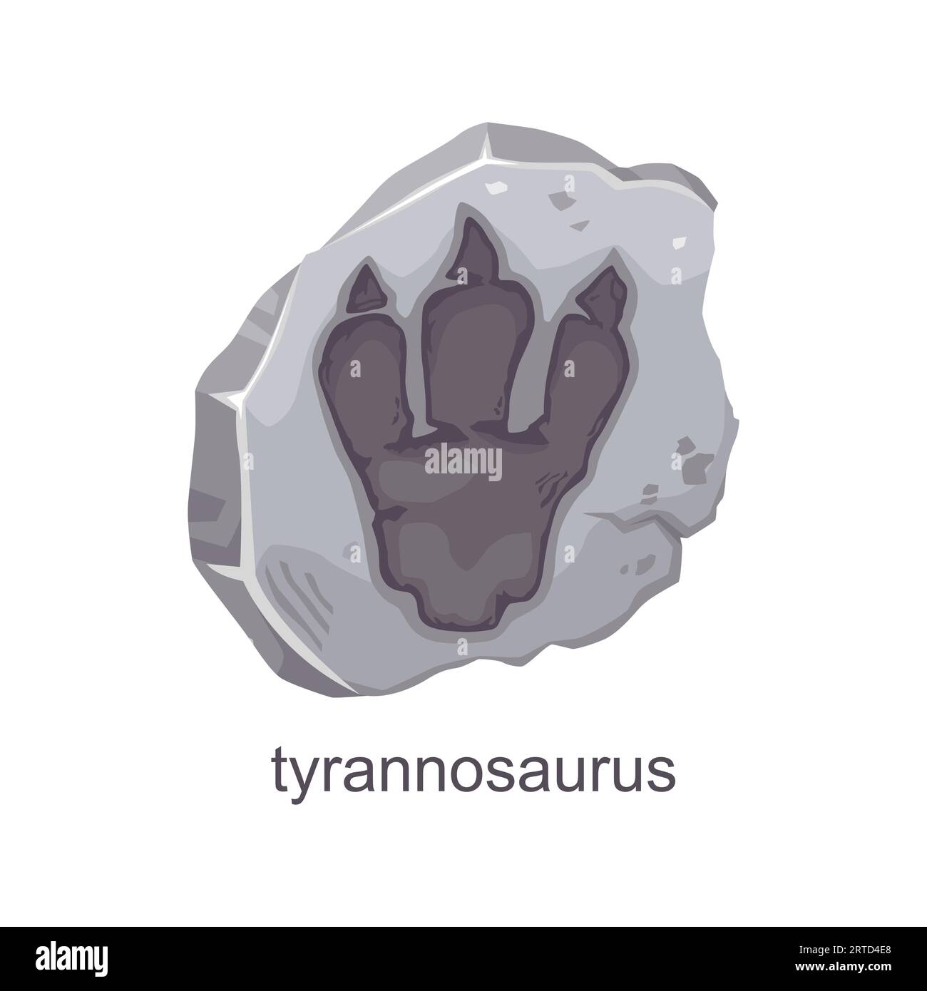 Tyrannosaurus dinosaur footprint fossil, archaeology and paleontology finds. Isolated vector ...
