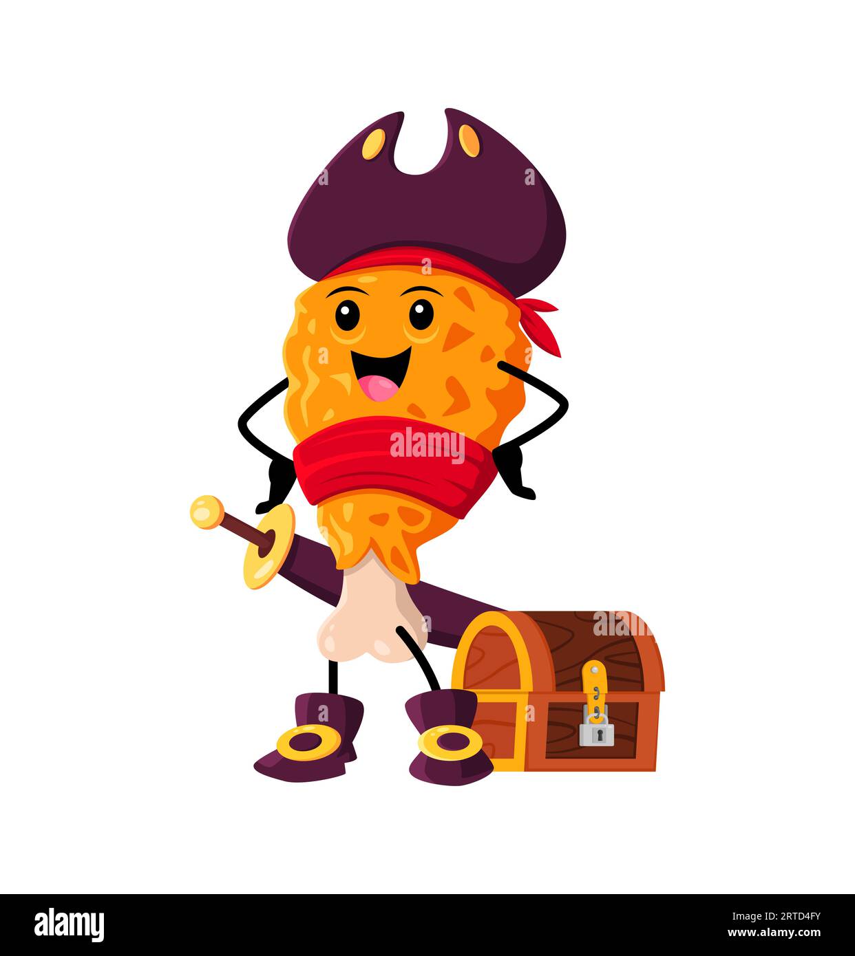 Cartoon fast food chicken nugget pirate and corsair character. Takeaway ...