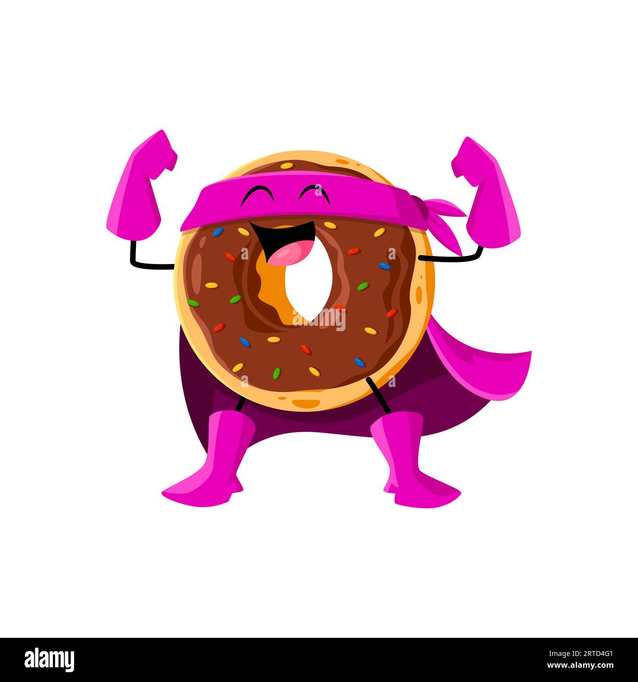Cartoon fast food funny donut superhero character. Sweet dessert ...