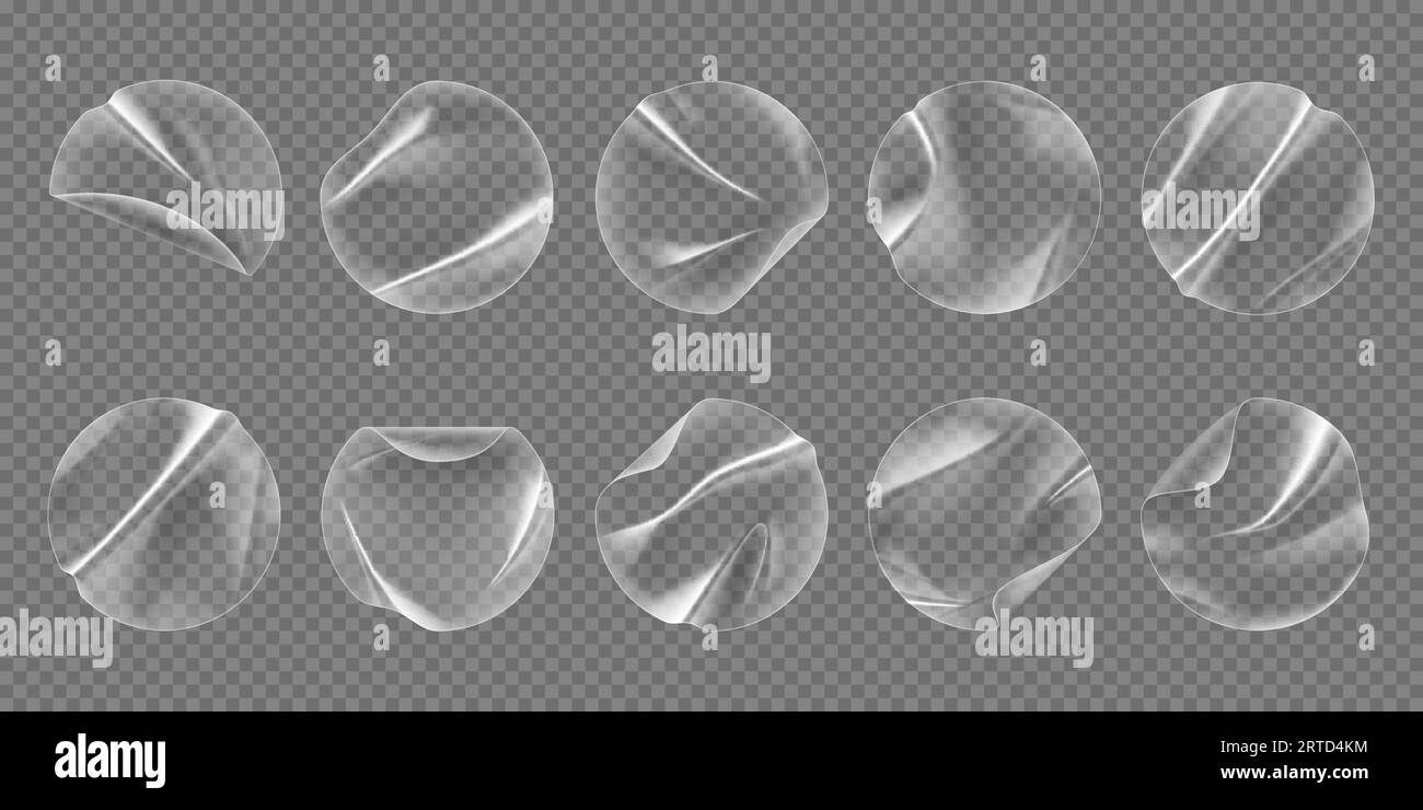 Round overlay adhesive patches, transparent circle plastic stickers ...