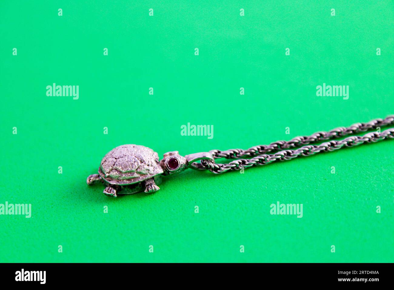 Beautiful articulated turtle, silver pendant and chain Stock Photo - Alamy