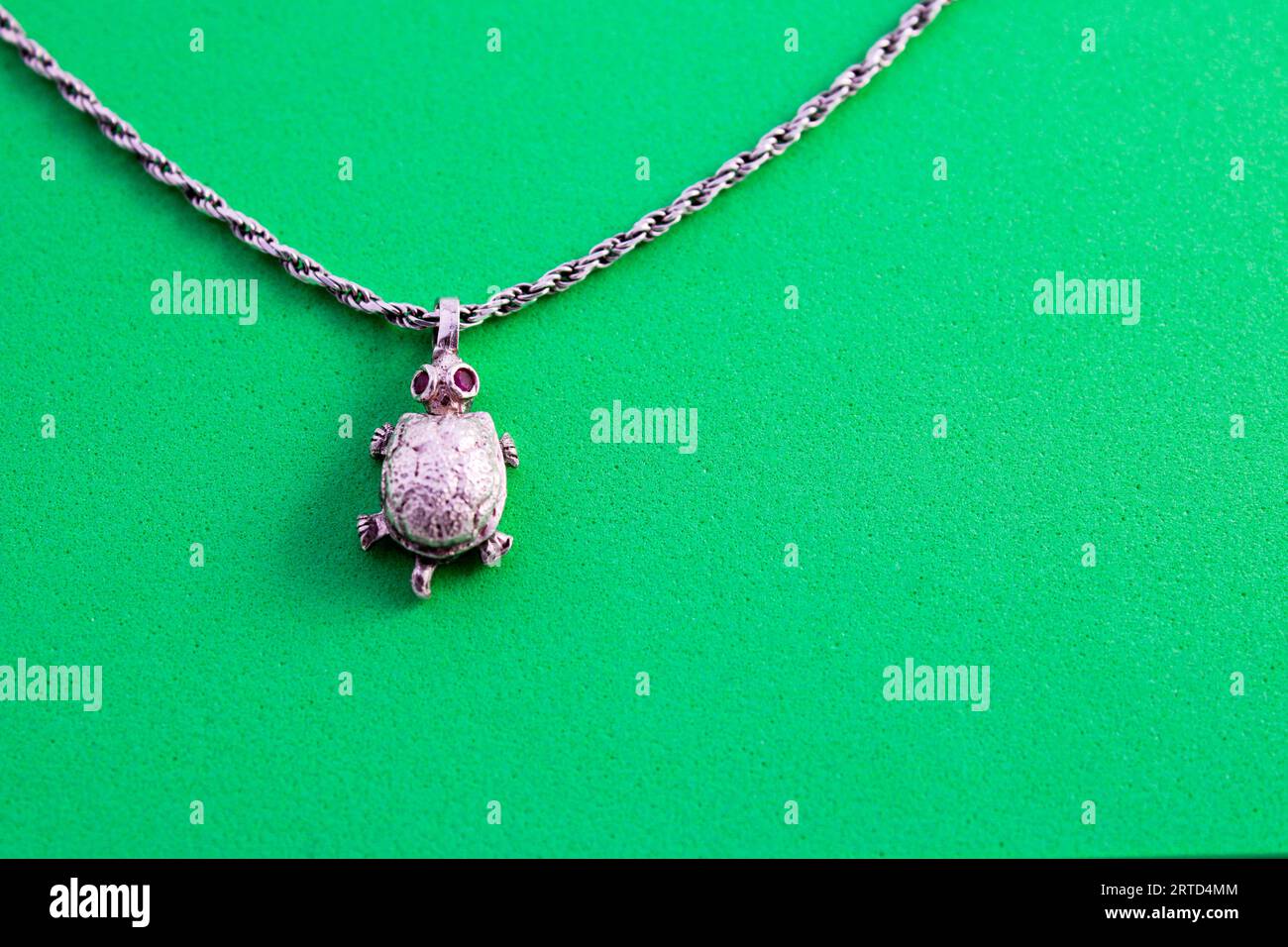 Articulated turtle, silver pendant and chain Stock Photo - Alamy