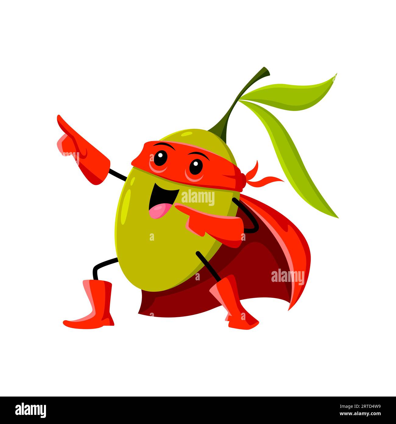 Cartoon cheerful olive berry superhero character. Farm fresh berry ...