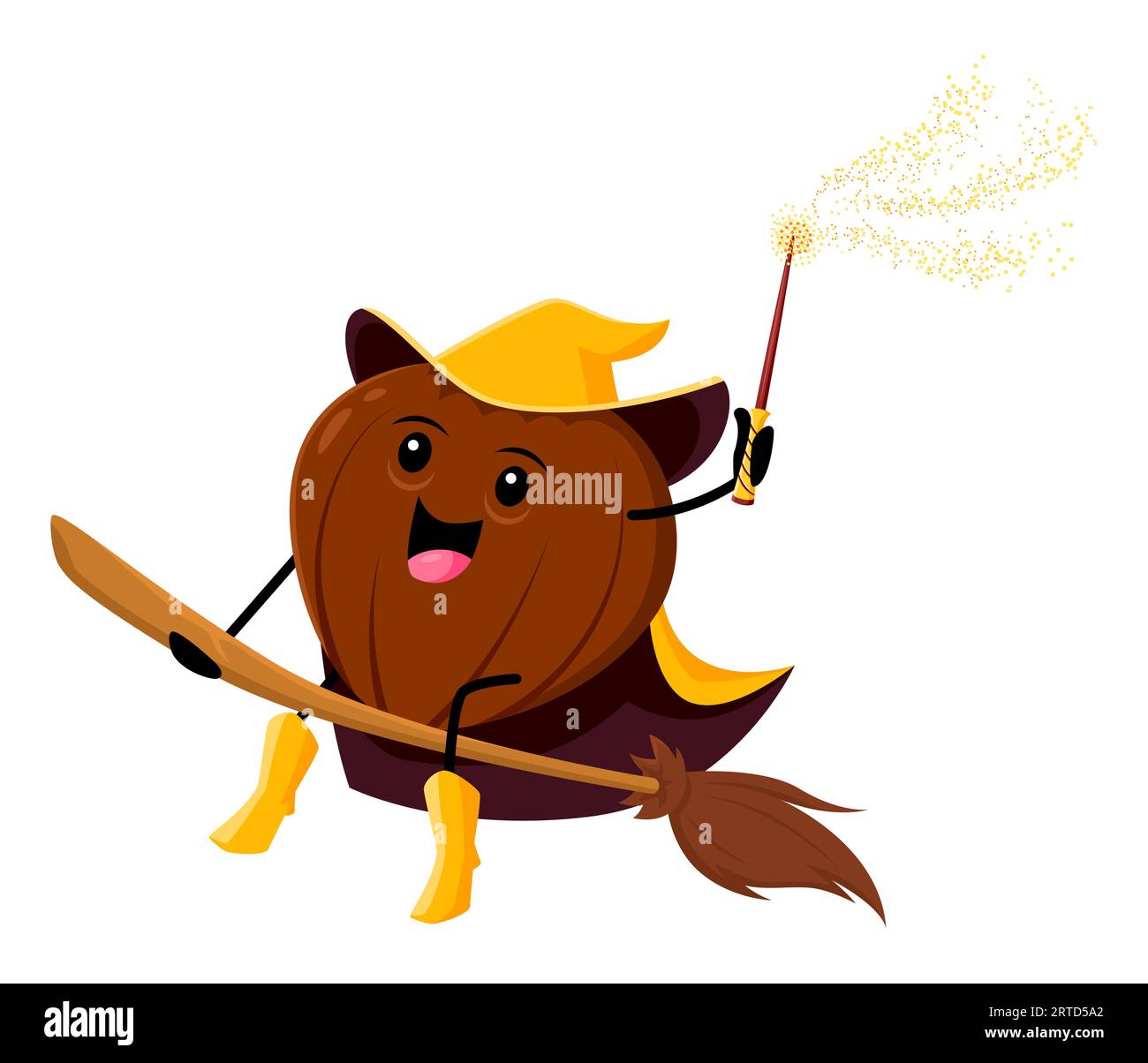 Cartoon witch riding broomstick hi-res stock photography and images - Alamy