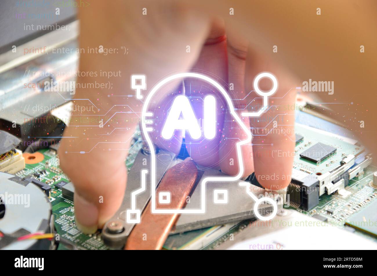 Concept, CPU, AI used to control everything around using artificial intelligence (chat AI ...