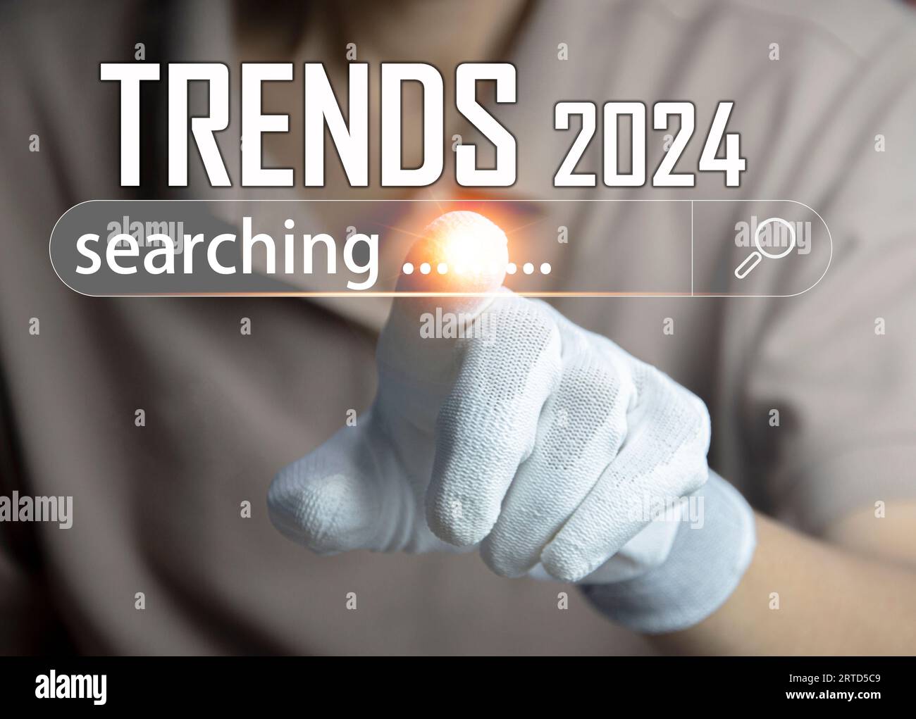 Trends for 2024, New Year symbols Businessman uses search New trends ...