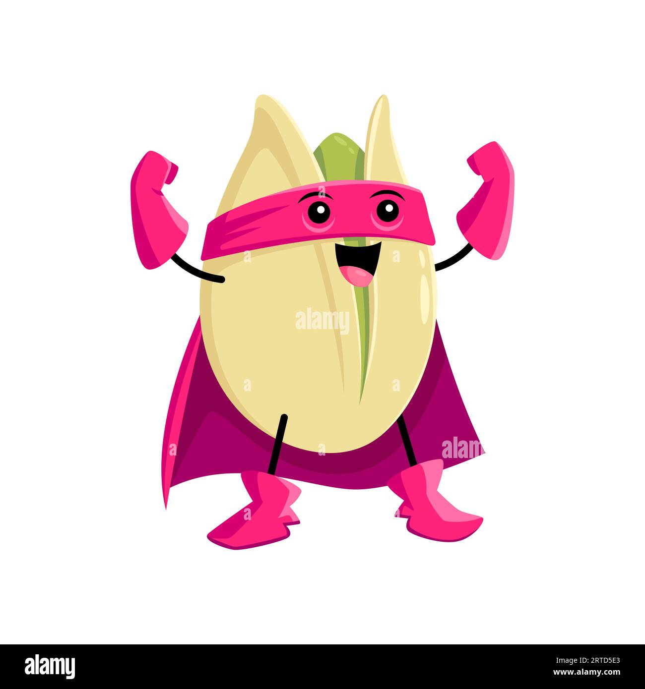 Cartoon pistachio nut character showing muscles. Happy nutty food ...
