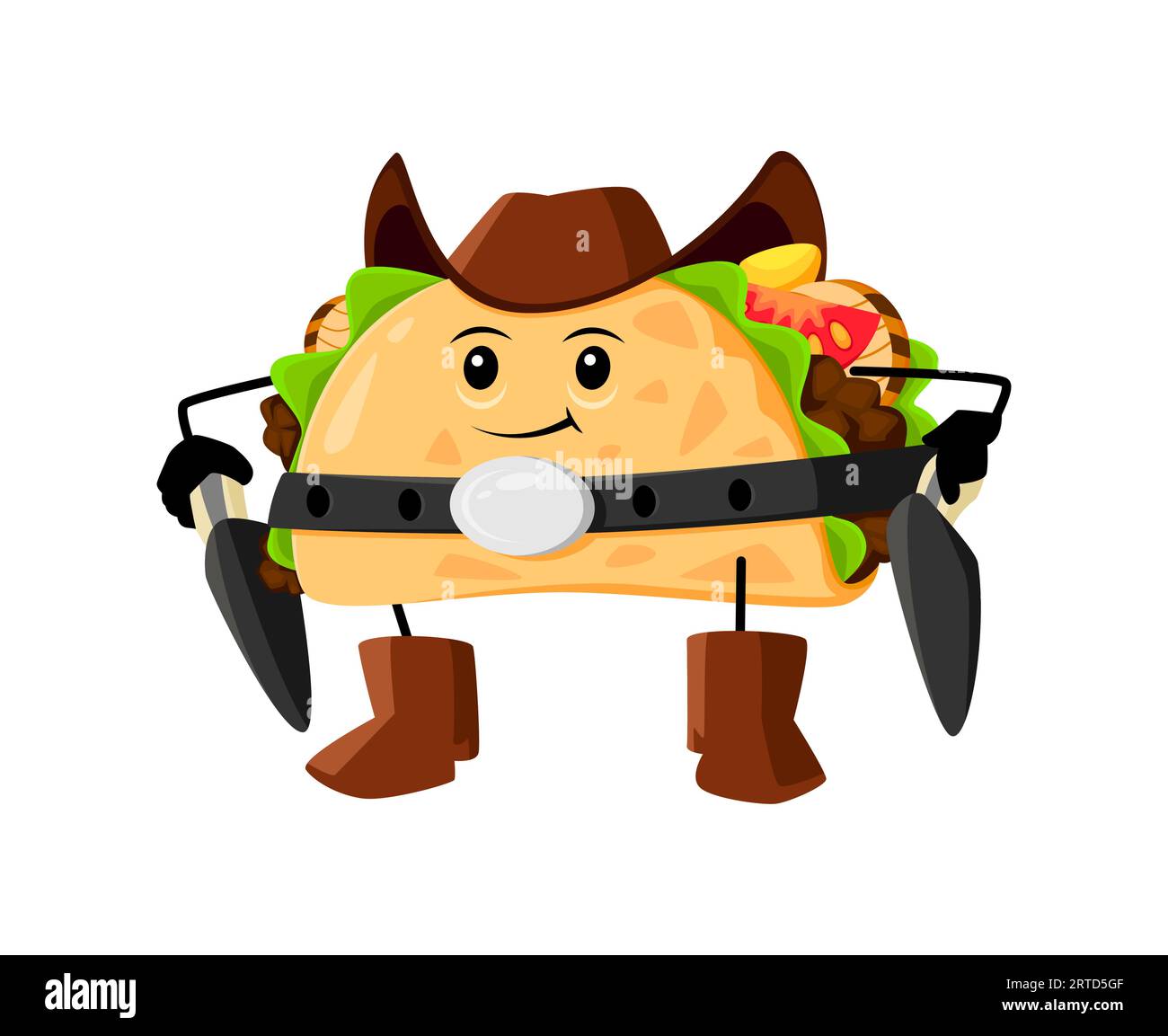 Cartoon taco cowboy, sheriff, bandit and robber or ranger tex mex ...