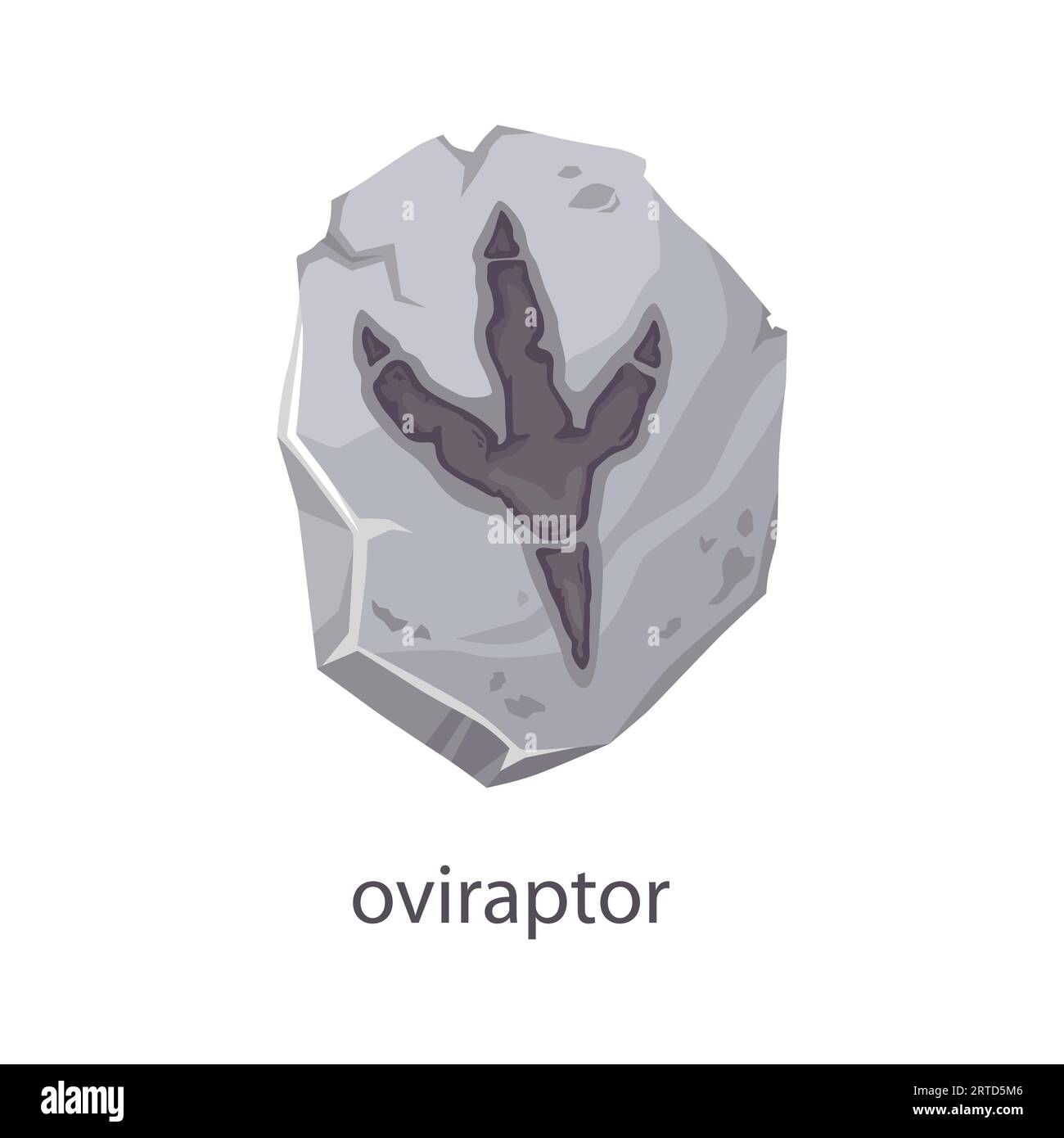 Oviraptor dinosaur footprint fossil, archaeology finds. Isolated vector ...