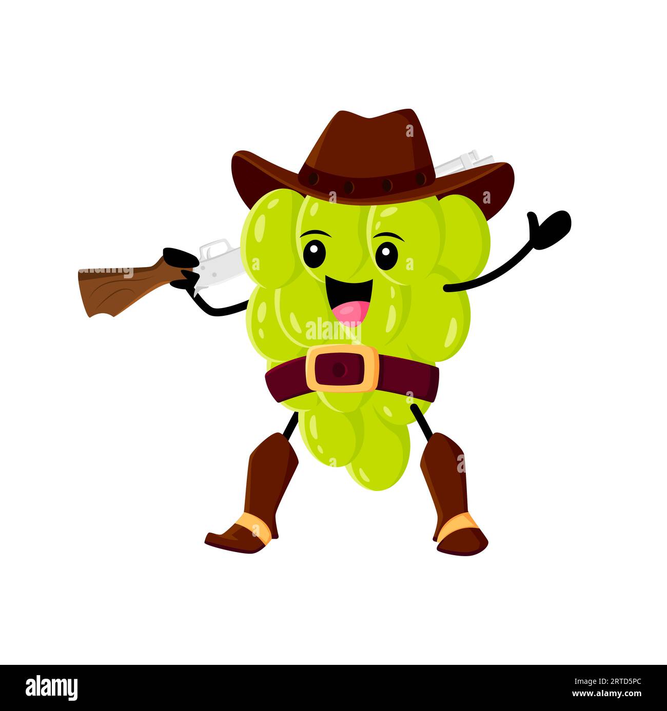 Cartoon grapes cowboy robber, bandit and ranger character. Vector funny ...