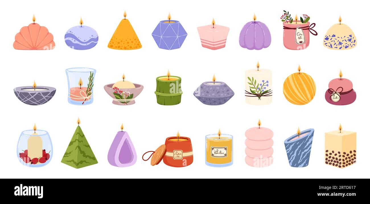 Aromatic SPA candles, scented aromatherapy lights in glass candlesticks ...