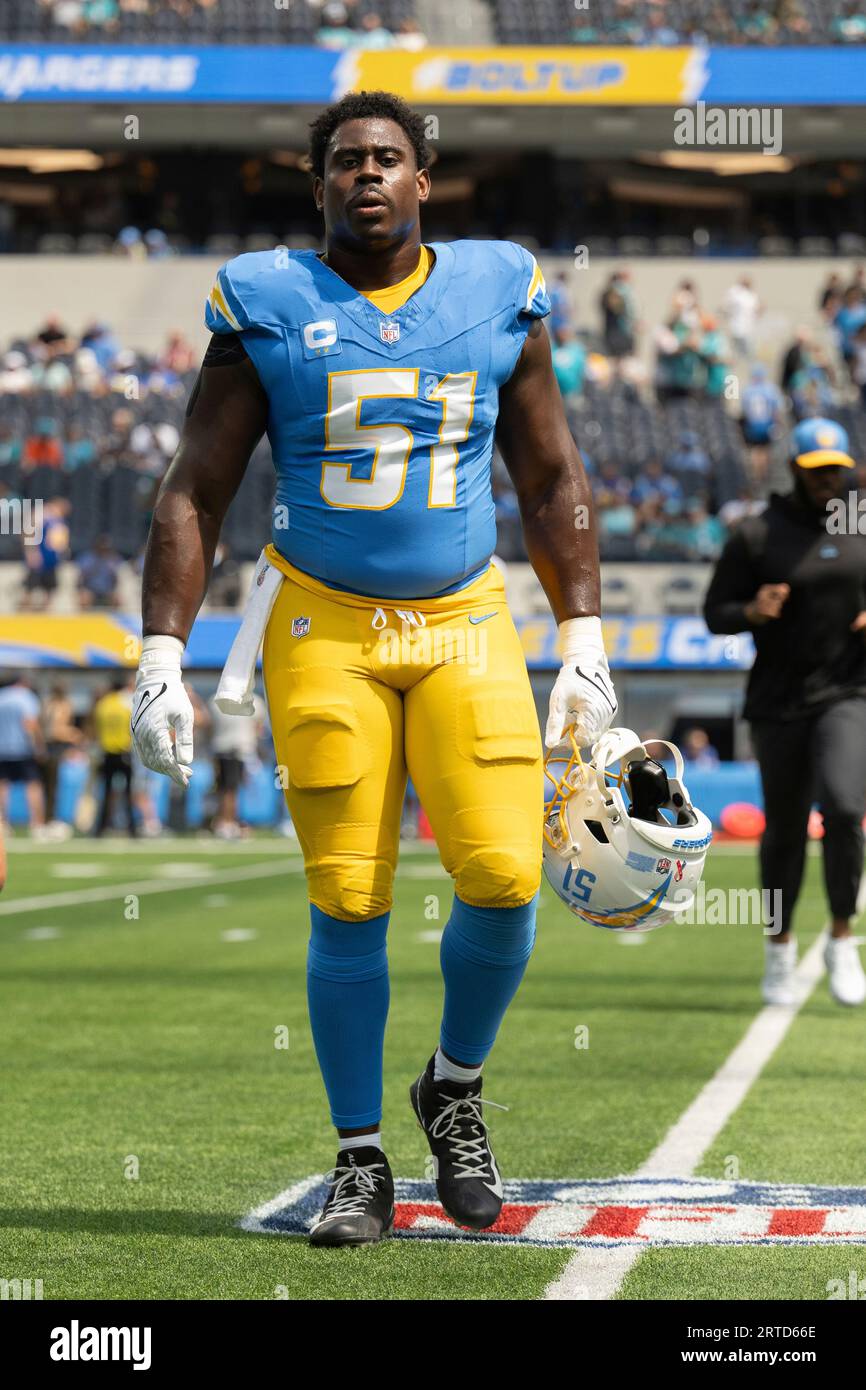 Los Angeles Chargers defensive tackle Sebastian Joseph-Day (51) walks ...
