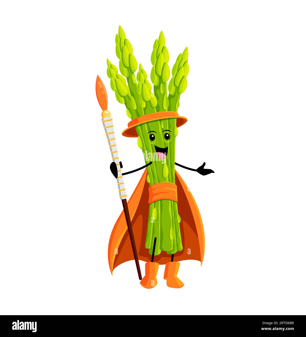 Cartoon Halloween asparagus vegetable sorcerer character. Isolated ...