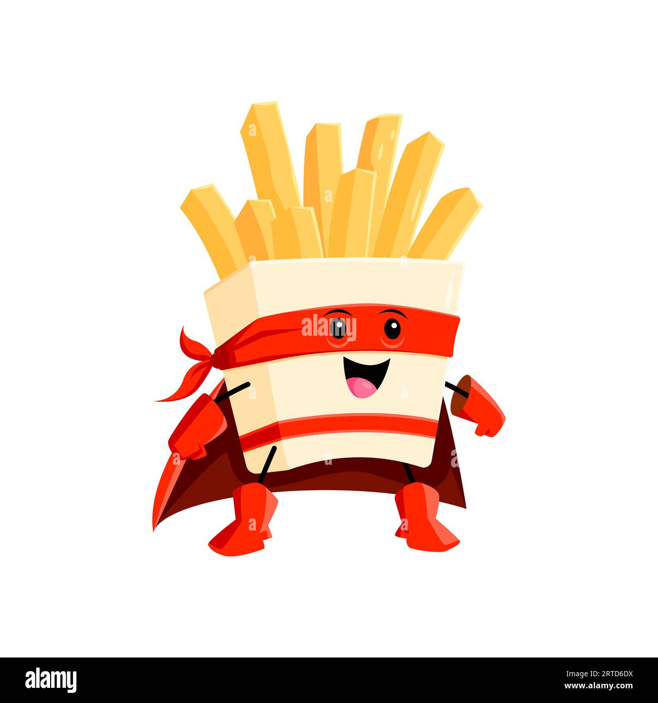 Cartoon fast food french fries superhero character. Takeaway meal hero ...
