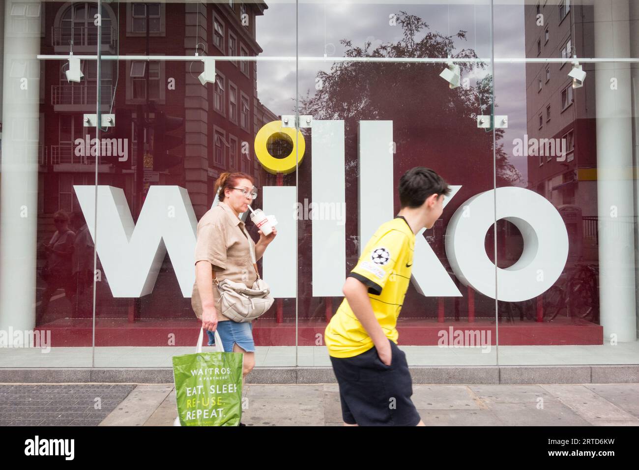 London, England, UK. 12 September 2023. Wilko shop signage and window ...
