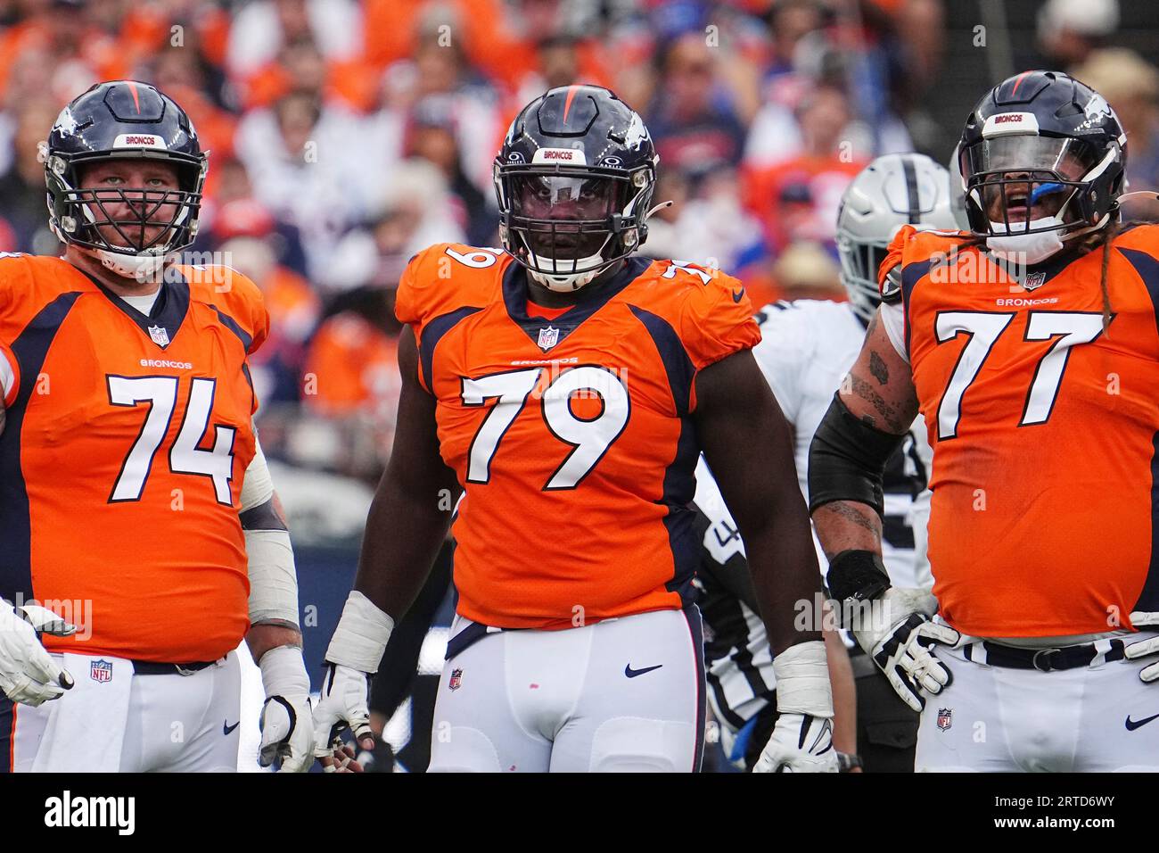 Denver Broncos guard Ben Powers (74), Denver Broncos center Lloyd ...