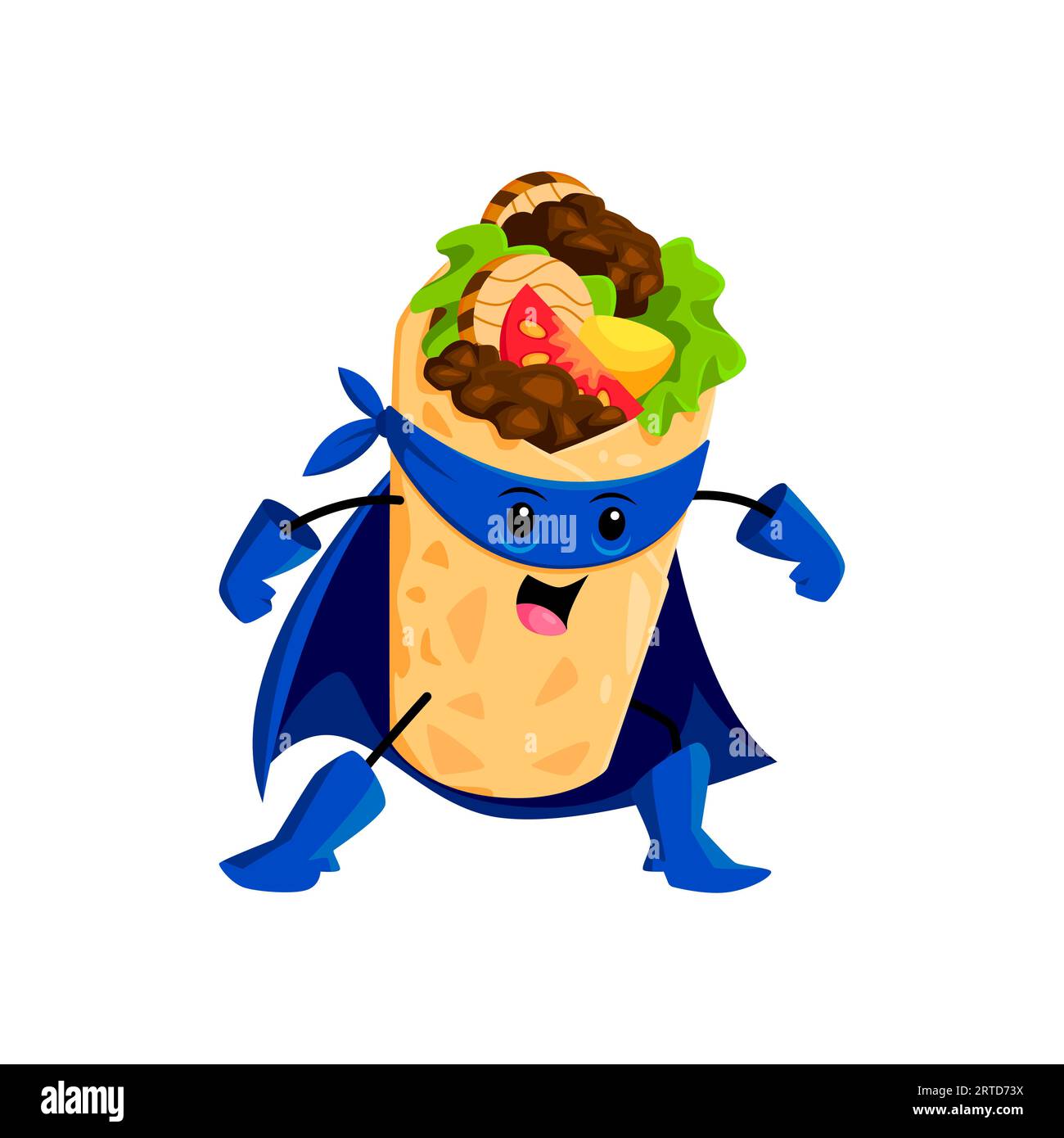 Cartoon fast food shawarma superhero character. Street fast food ...