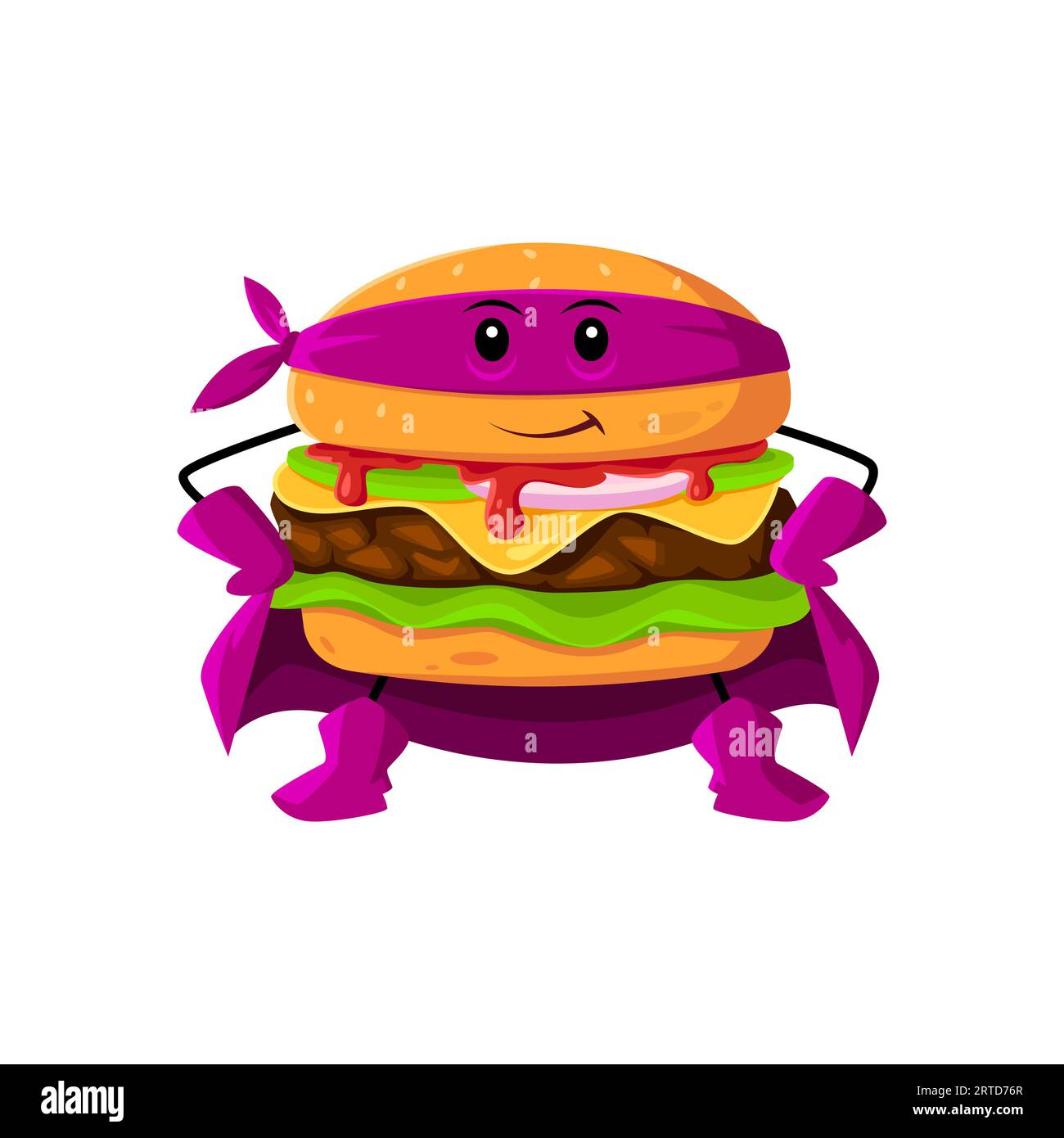 Cartoon fast food hamburger superhero character. Takeaway meal hero ...