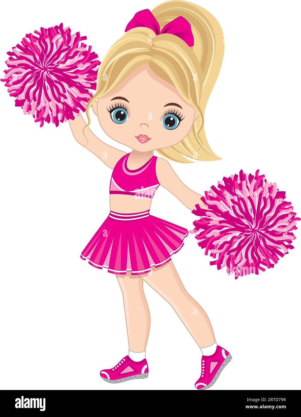 Vector Cute Cheerleader Dancing with Pom Poms Stock Vector Image & Art ...