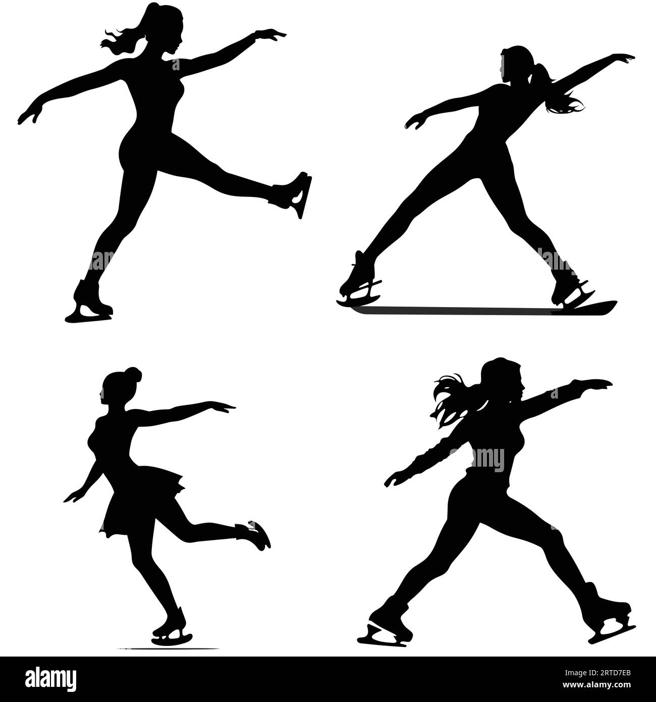 Girl figure skating vector vectors Black and White Stock Photos ...