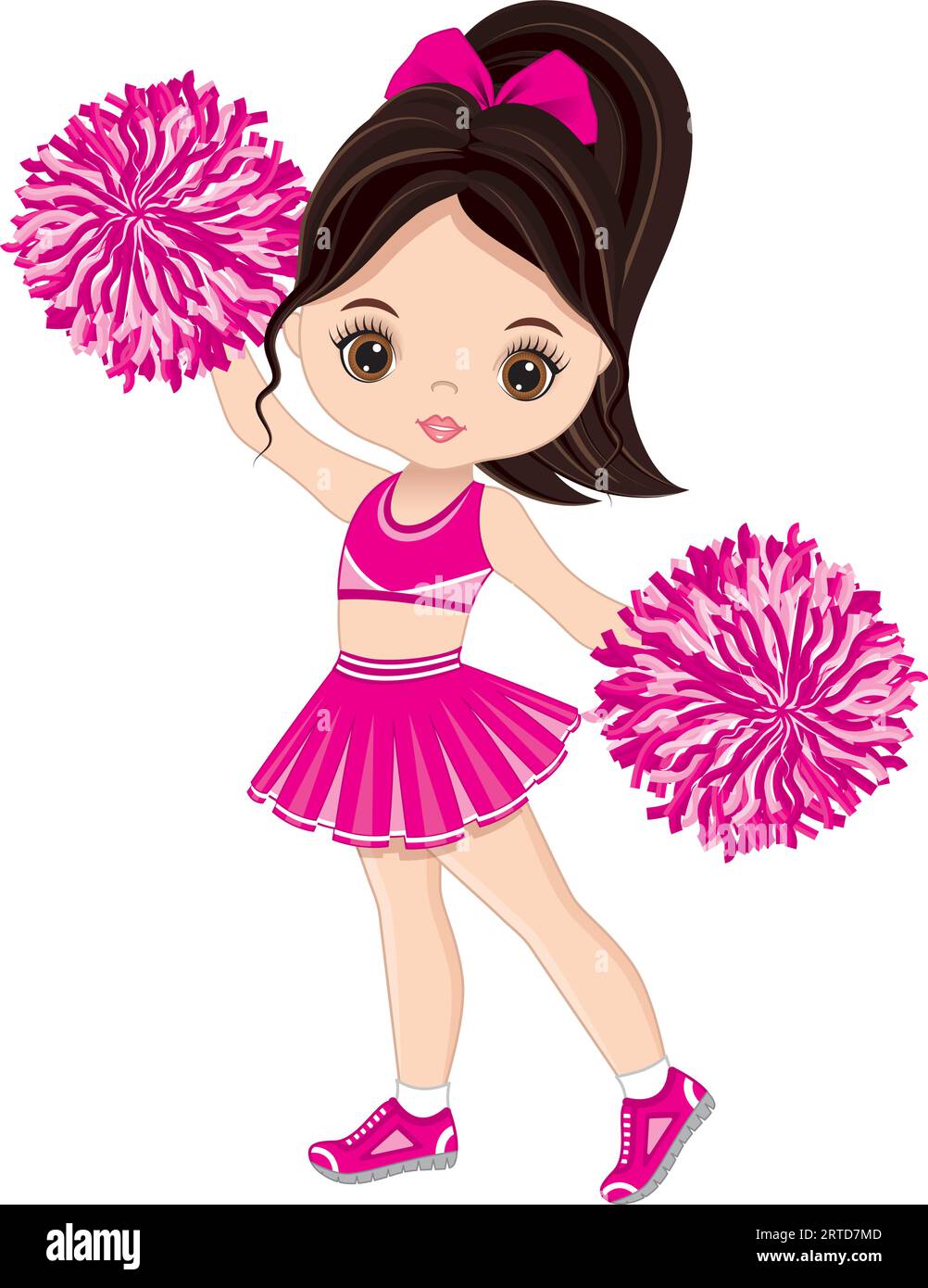 Vector Cute Cheerleader Dancing With Pom Poms Stock Vector Image And Art Alamy