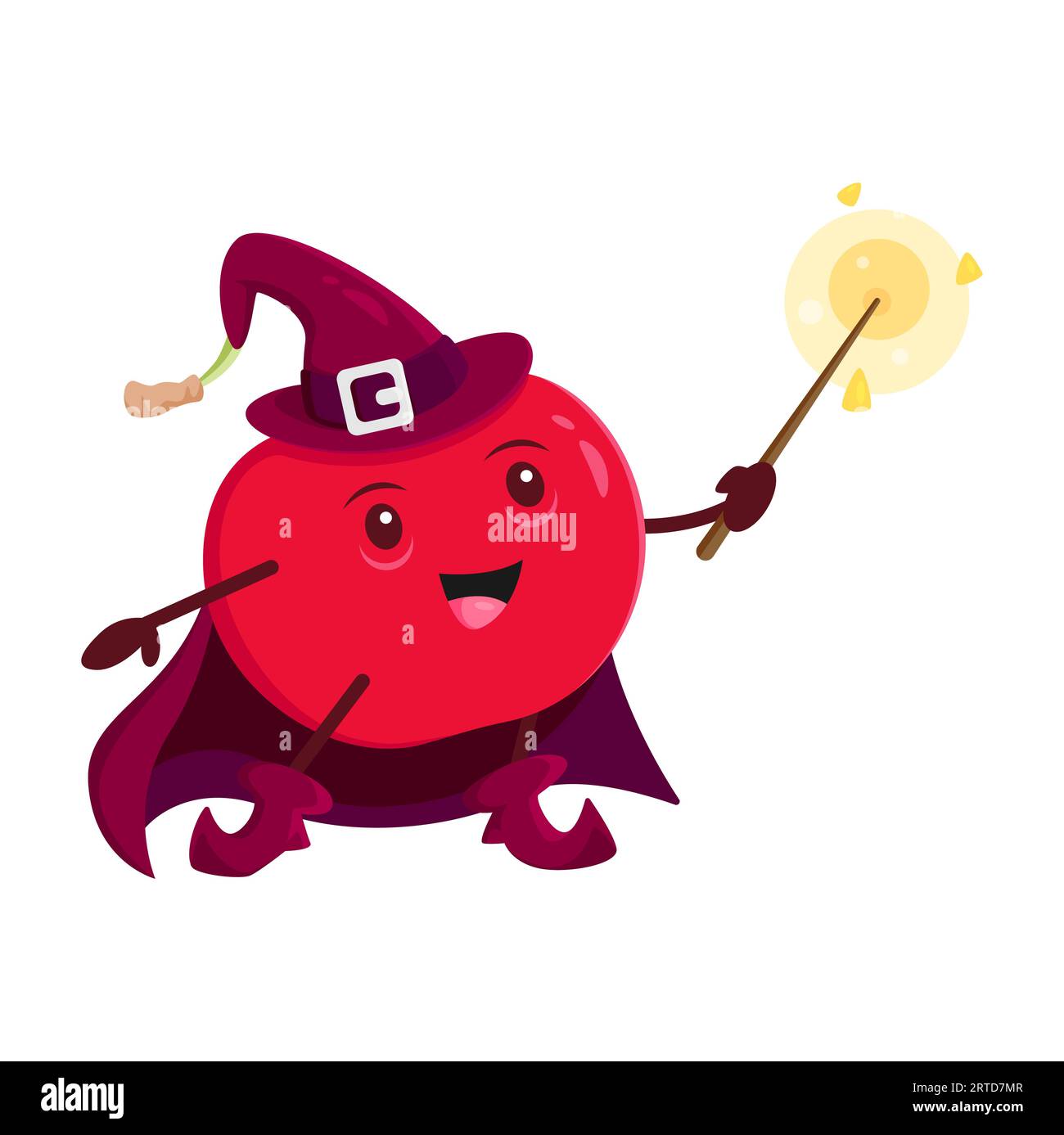 Cartoon cherry wizard character, vector funny berry magician. Halloween ...