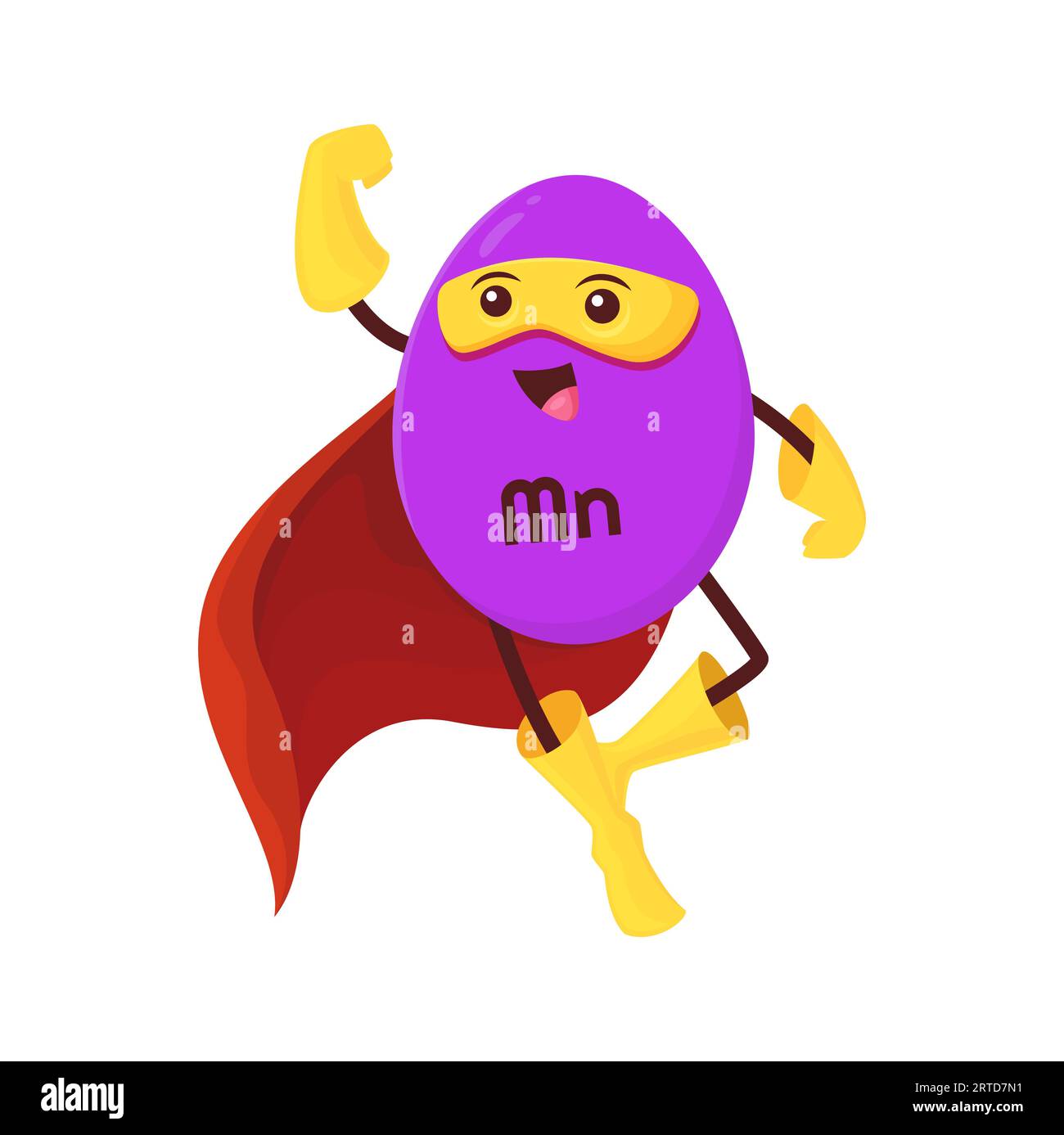 Cartoon manganese or manganum superhero micronutrient character ...