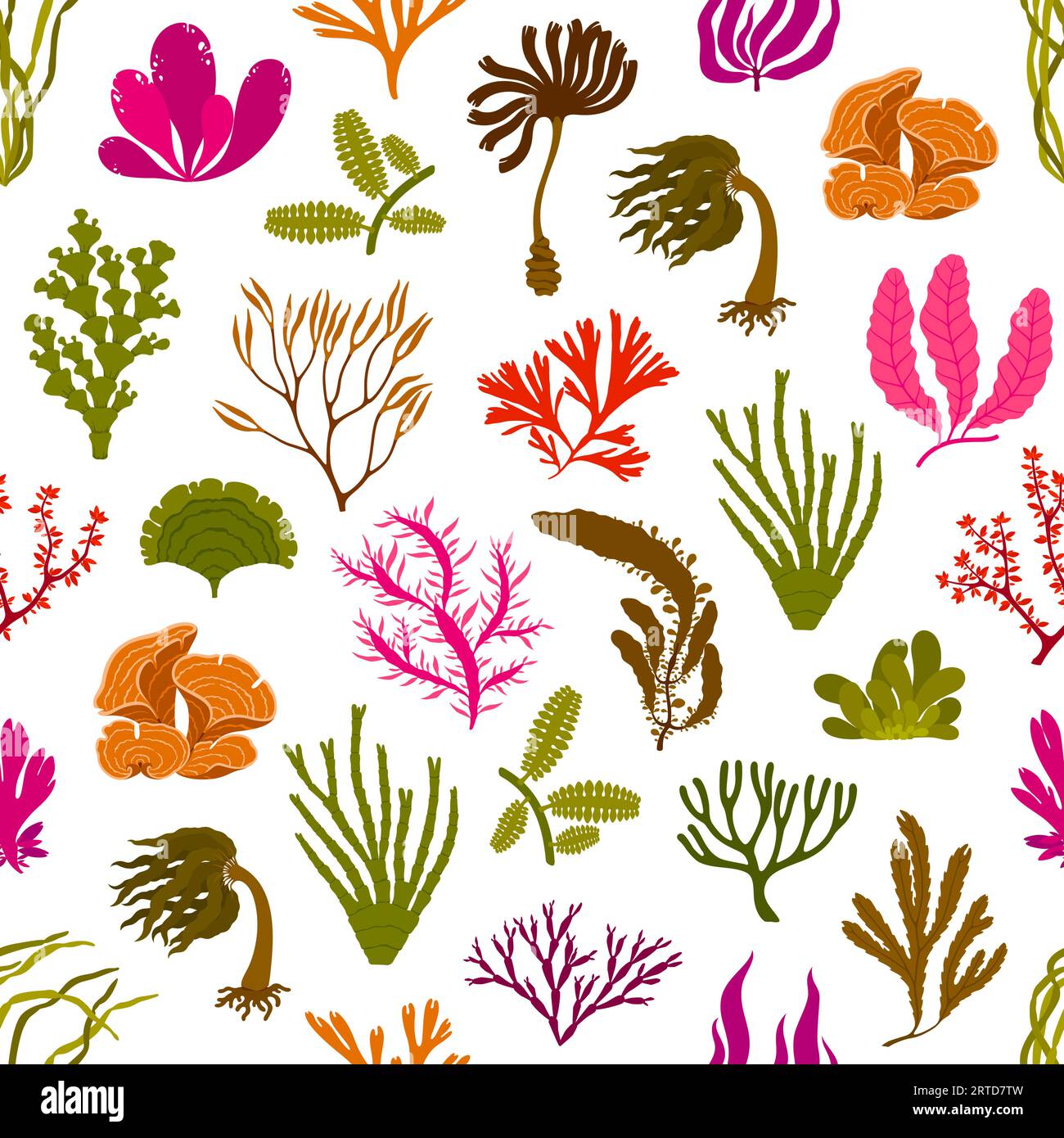 Underwater seaweed plants seamless pattern. Colorful tile vector ...